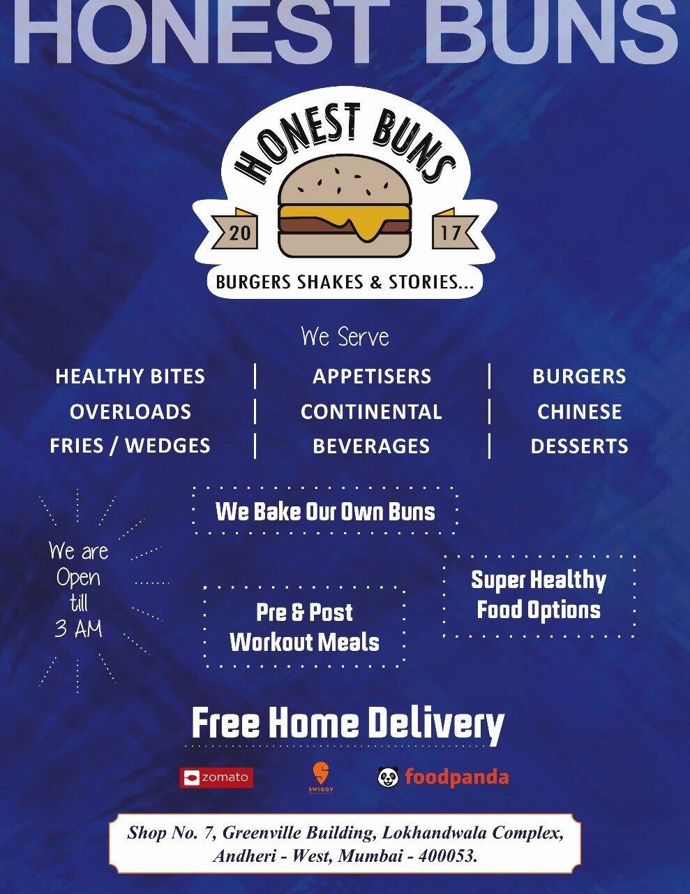 Honest Buns Menu, Menu for Honest Buns, Andheri Lokhandwala, Andheri ...