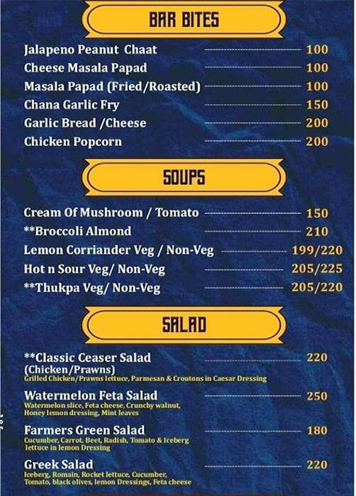 Menu of Backyard 79, Vikhroli, Mumbai