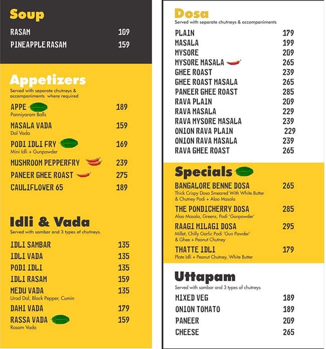 Menu at Rasam - Taste of South, Dehradun