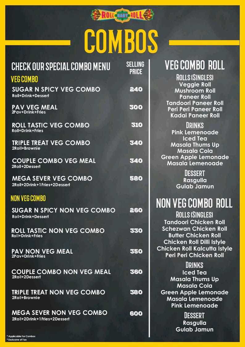 Menu of Roll Baby Roll, Madipakkam, Chennai
