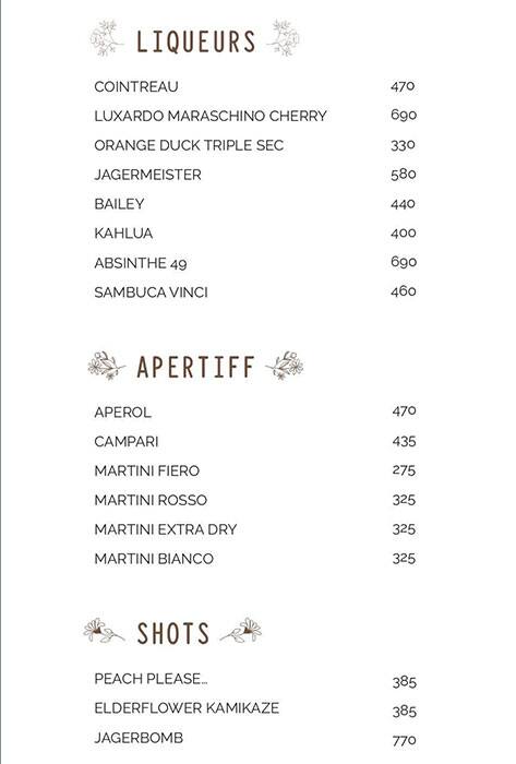 Menu at Eve, Mumbai