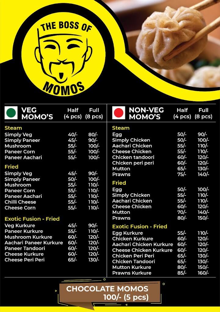 Menu of The Boss Of Momos, Wagle Estate, Thane West, Thane