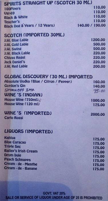 Menu at True Blue Restaurant & Bar, Delhi, 11