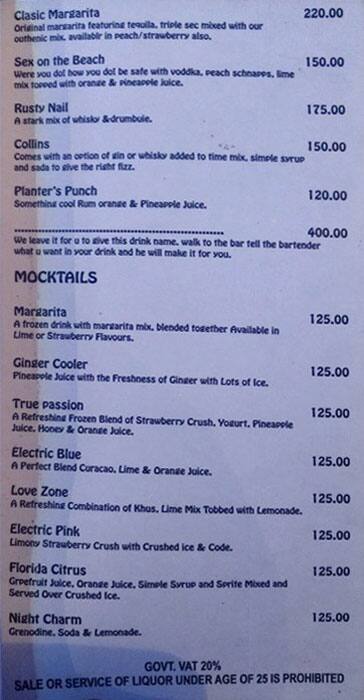 Menu at True Blue Restaurant & Bar, Delhi, 11