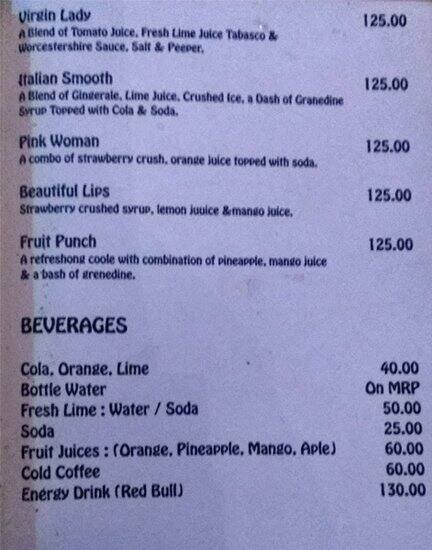 Menu at True Blue Restaurant & Bar, Delhi, 11