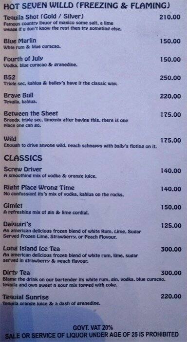 Menu at True Blue Restaurant & Bar, Delhi, 11