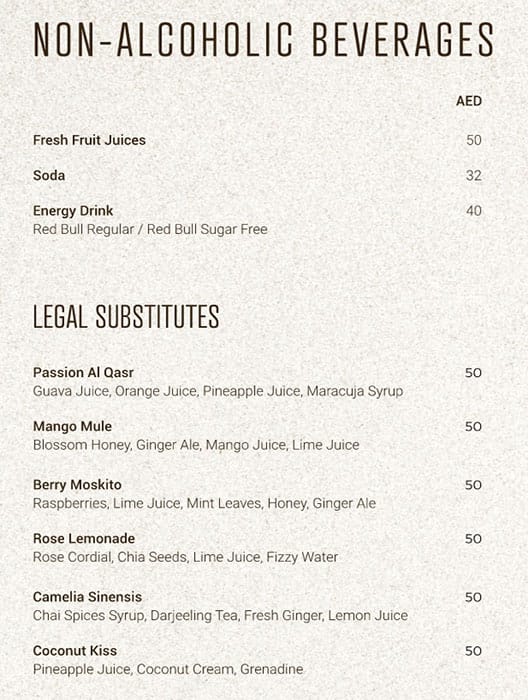 Menu at BBQ Al Qasr, Abu Dhabi