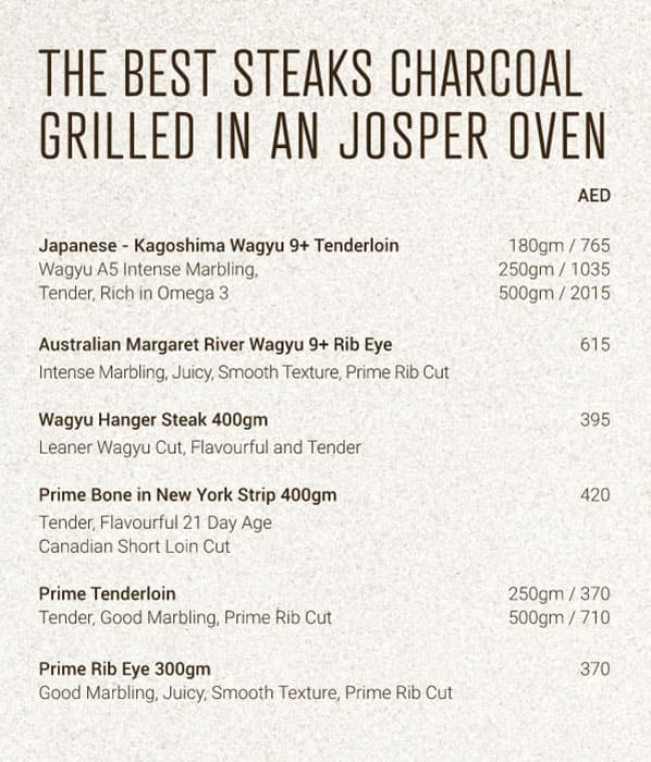 Menu at BBQ Al Qasr, Abu Dhabi