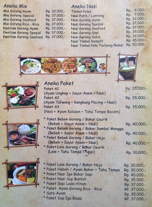Menu at TERAS AIR KUNTUM restaurant, Bogor, Jl. Raya Tajur No.291