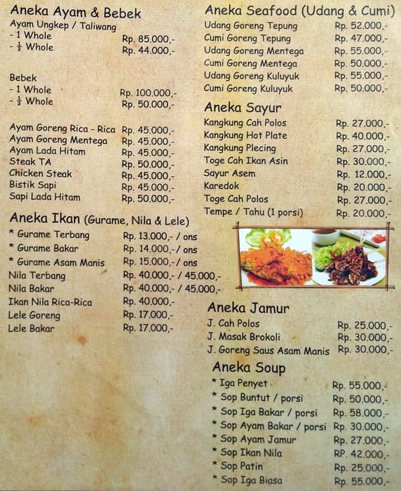 Menu at TERAS AIR KUNTUM restaurant, Bogor, Jl. Raya Tajur No.291