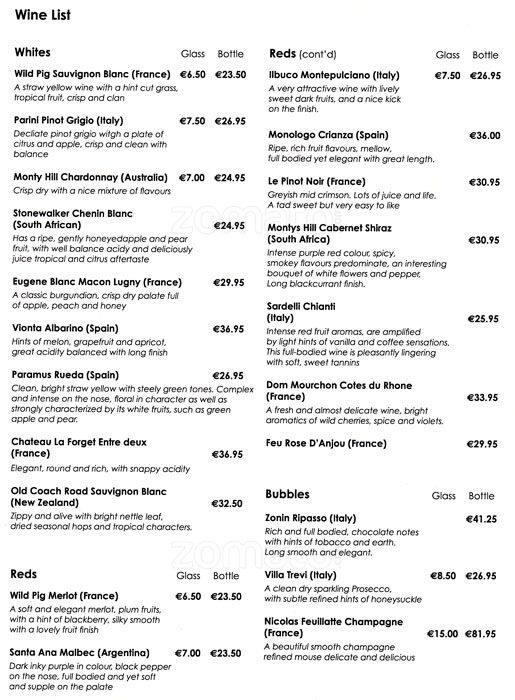 Menu at The Greenery Lennox cafe, Dublin