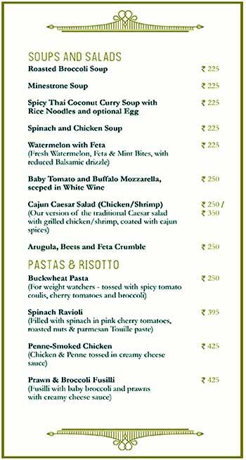 Menu at Over The Moon, Hyderabad, Daspalla Hyderabad