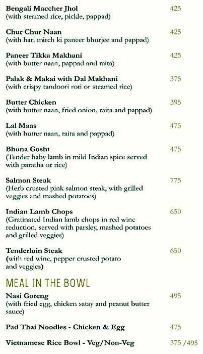 Menu at Over The Moon, Hyderabad, Daspalla Hyderabad