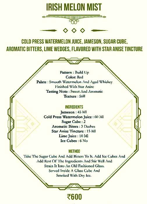 Menu at Over The Moon, Hyderabad, Daspalla Hyderabad