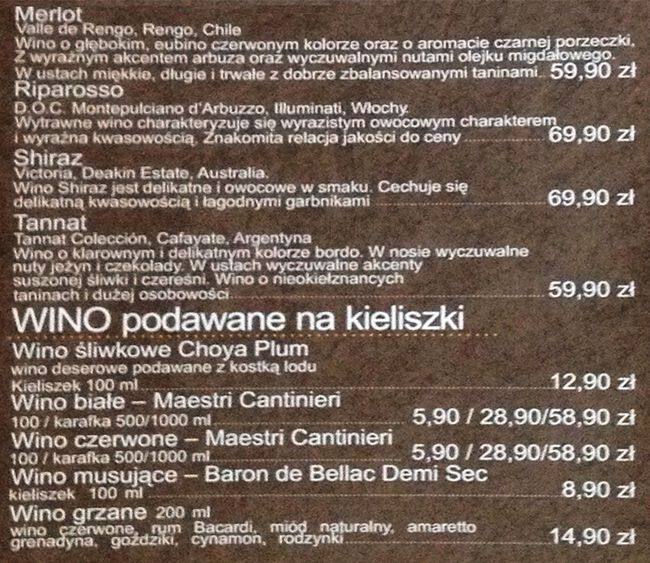 Menu at Dali Club & Lunch Bar Cafe, Kraków