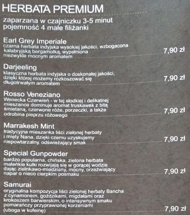 Menu at Dali Club & Lunch Bar Cafe, Kraków