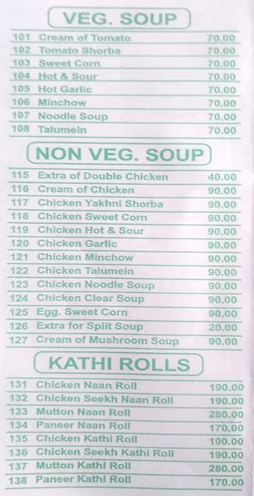 Menu of Degchi, Sector 6, Panchkula