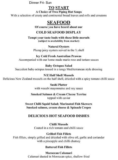 Menu at Jetty's Restaurant, Hillarys, Hillarys Boat Harbour