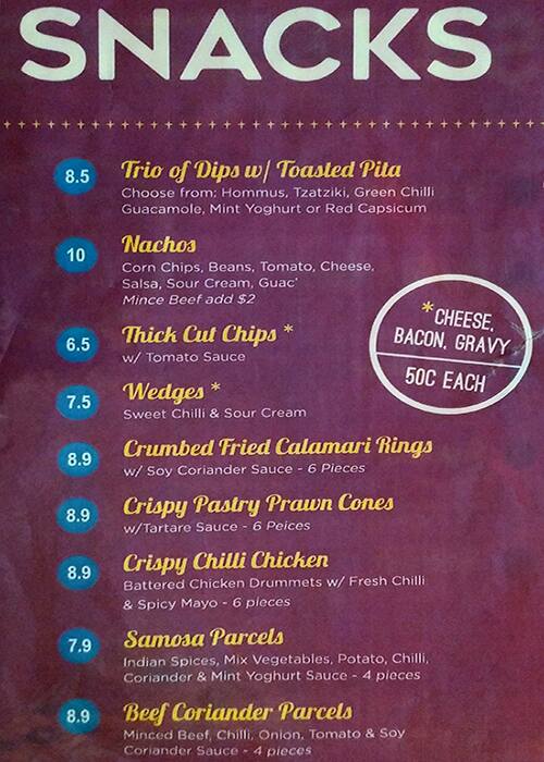 Menu at The Joint pub & bar, Melbourne