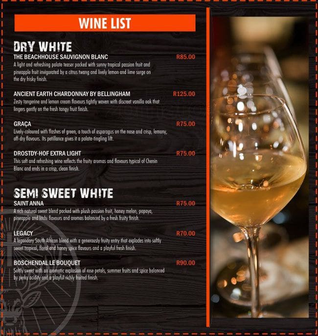 Menu at The Cock & Bull - Restaurant - Accommodation - Pub, Brits