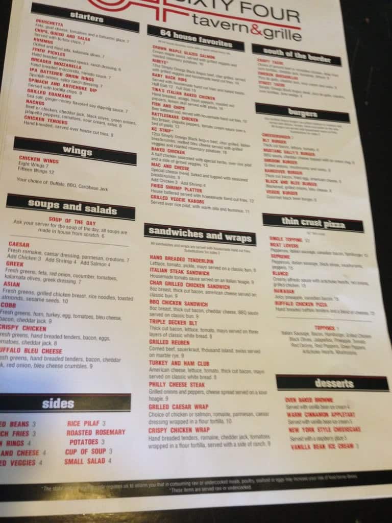 64 Tavern & Grille Menu, Menu for 64 Tavern & Grille, Kansas City North ...
