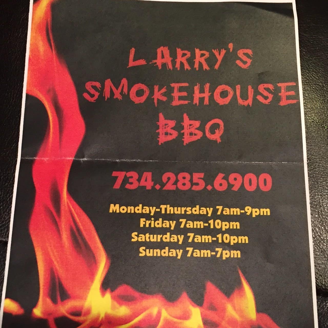 Menu at Larry's Smokehouse BBQ, Southgate