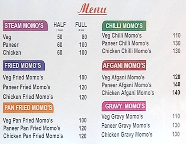 Menu of Dolma Aunty Momos - Since 1994, Lajpat Nagar 2, New Delhi