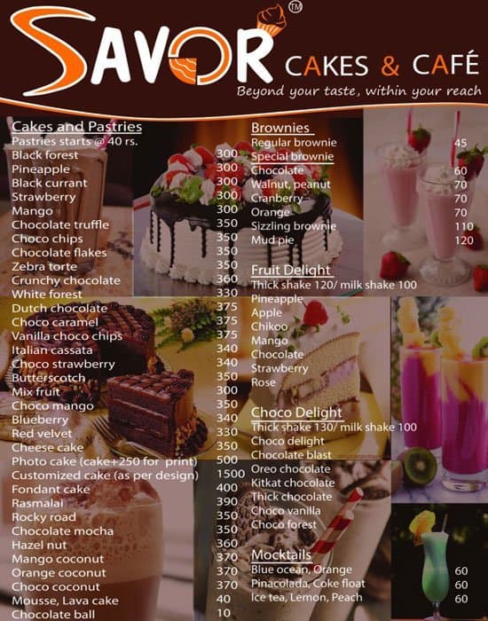Savor Cakes & Cafe Menu, Menu for Savor Cakes & Cafe, Vashi, Navi ...