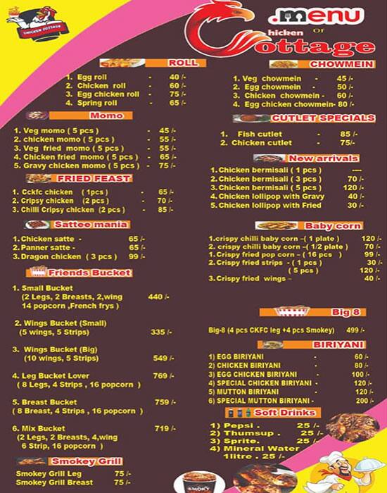 Menu of Chicken Cottage, Serampore, Kolkata
