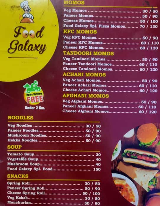 Menu at Food Galaxy party restaurant, Rishikesh