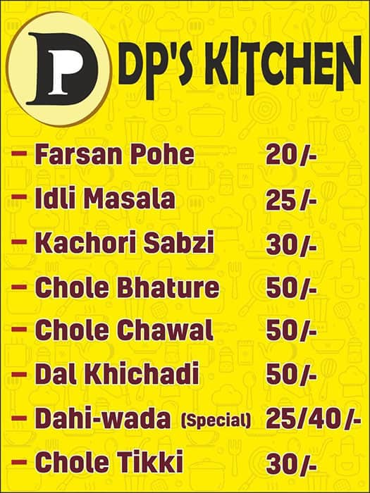 Menu of DP's Kitchen, Sadashiv Peth, Pune