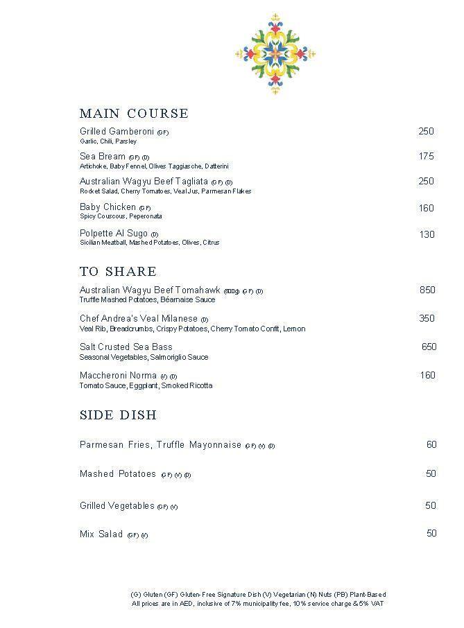 Menu at Mercury Lounge pub & bar, Dubai, 2 Jumeirah St