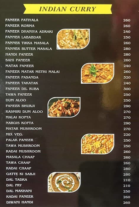 Menu of Paneer Palace, Crossing Republik, Ghaziabad