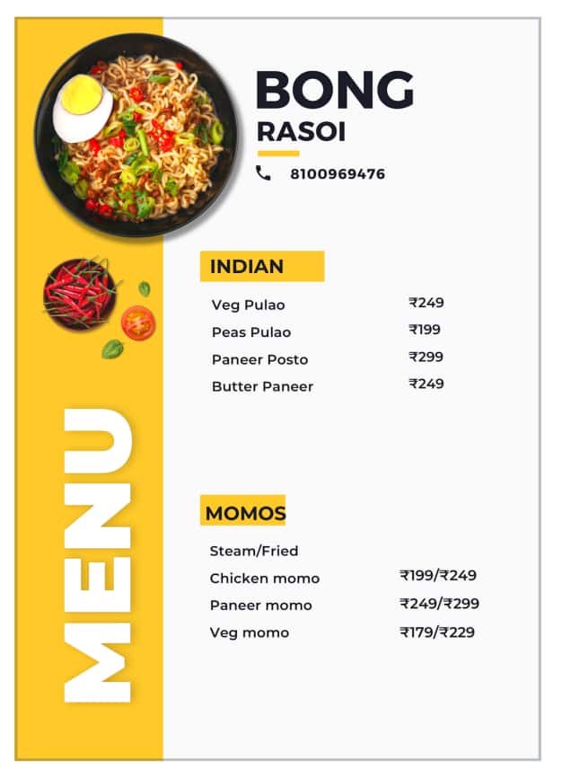 Menu of Bong Rasoi, Baranagar, Kolkata