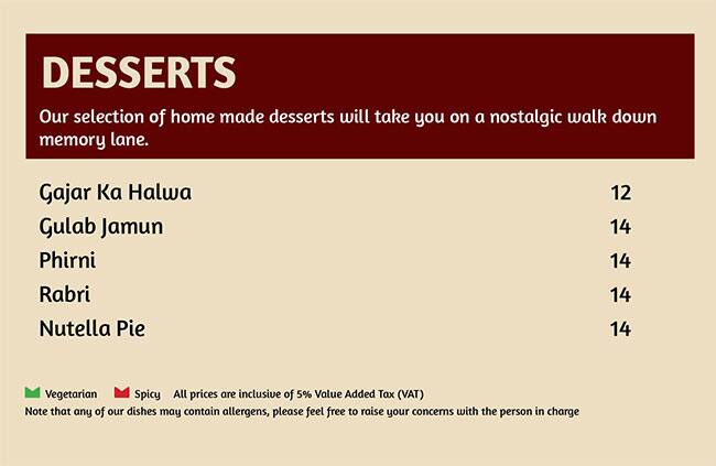 Menu at Kulcha King restaurant, Sharjah, King Faisal Street