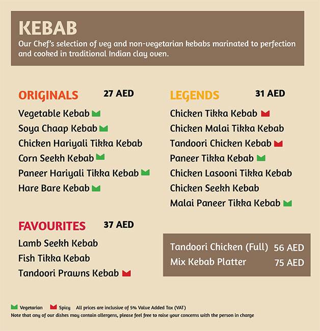 Menu at Kulcha King restaurant, Sharjah, King Faisal Street