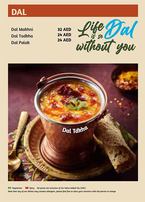 Menu at Kulcha King restaurant, Sharjah, King Faisal Street