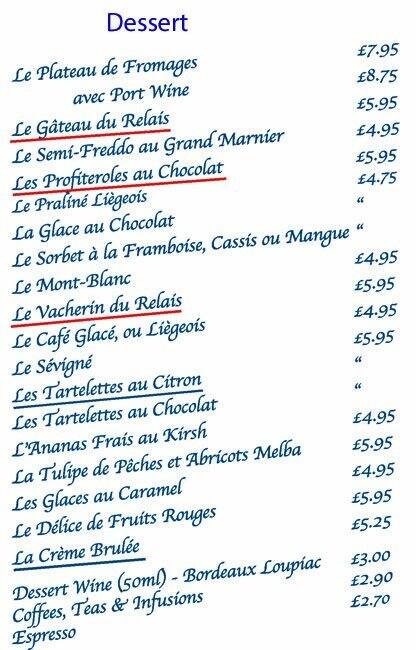 Menu at Le Relais de Venise L'Entrecote steakhouse, London, 120 ...