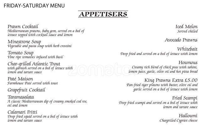 Menu at Avenida restaurant, Welling