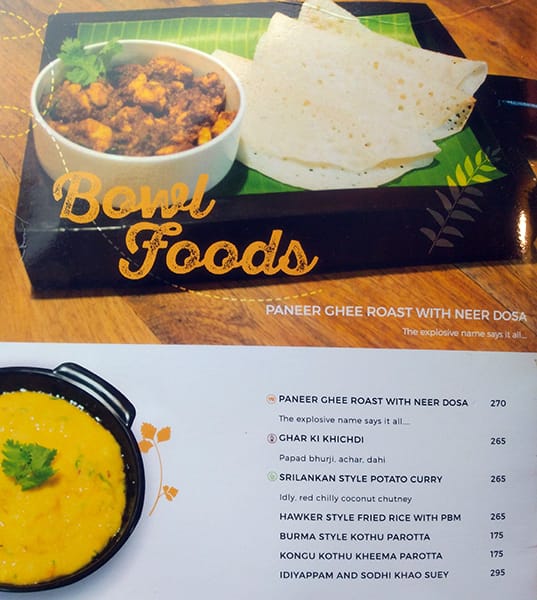 Menu at VB Signature, Chennai