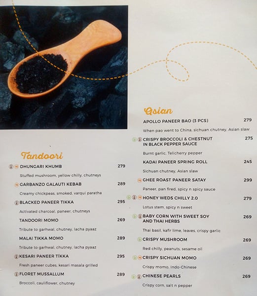 Menu at VB Signature, Chennai