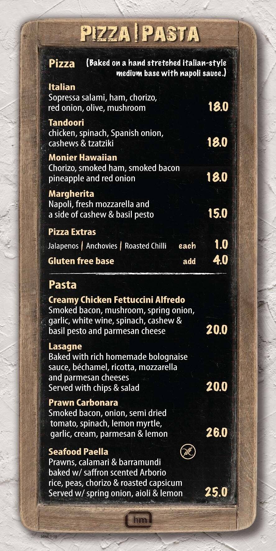 Menu at Hotel Monier pub & bar, Darra, 168/176 Monier Rd