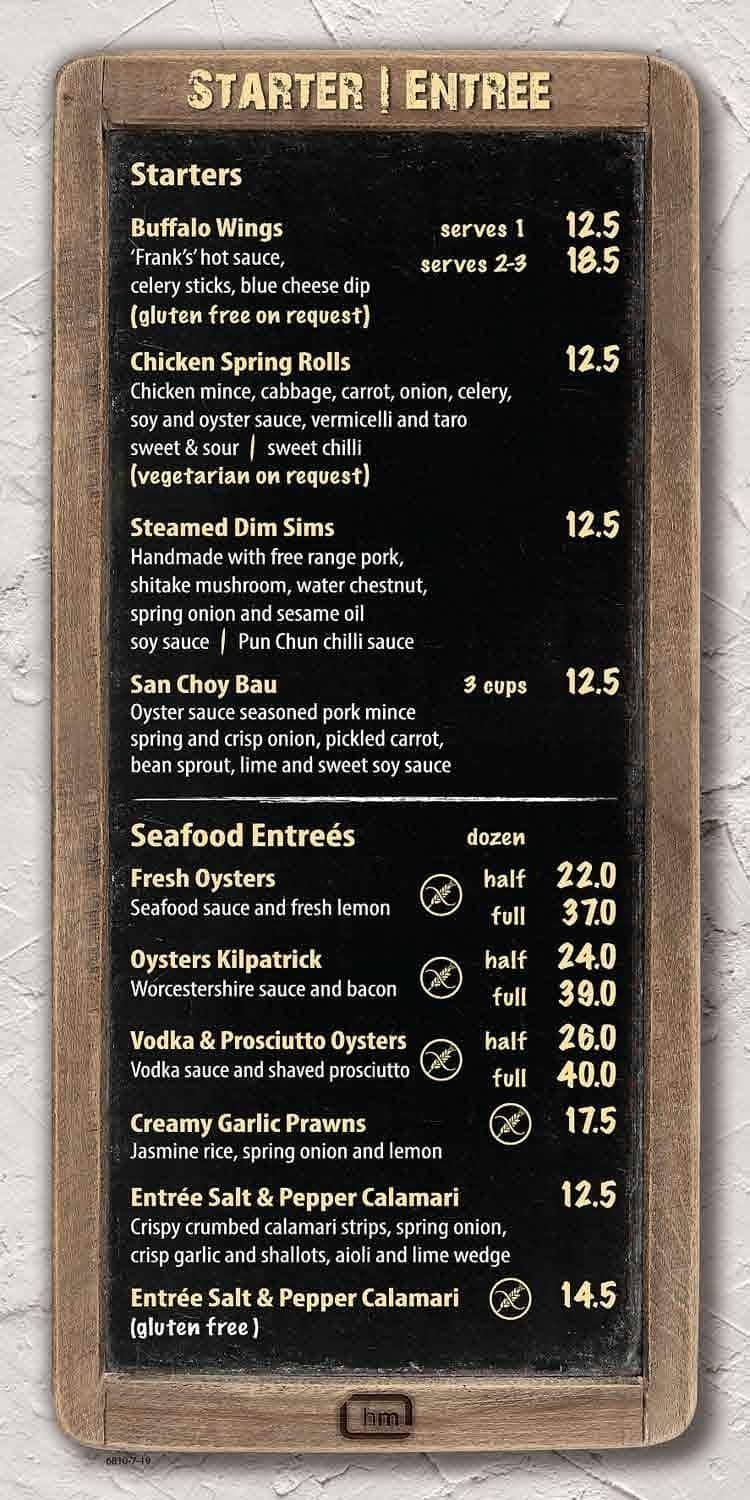 Menu at Hotel Monier pub & bar, Darra, 168/176 Monier Rd