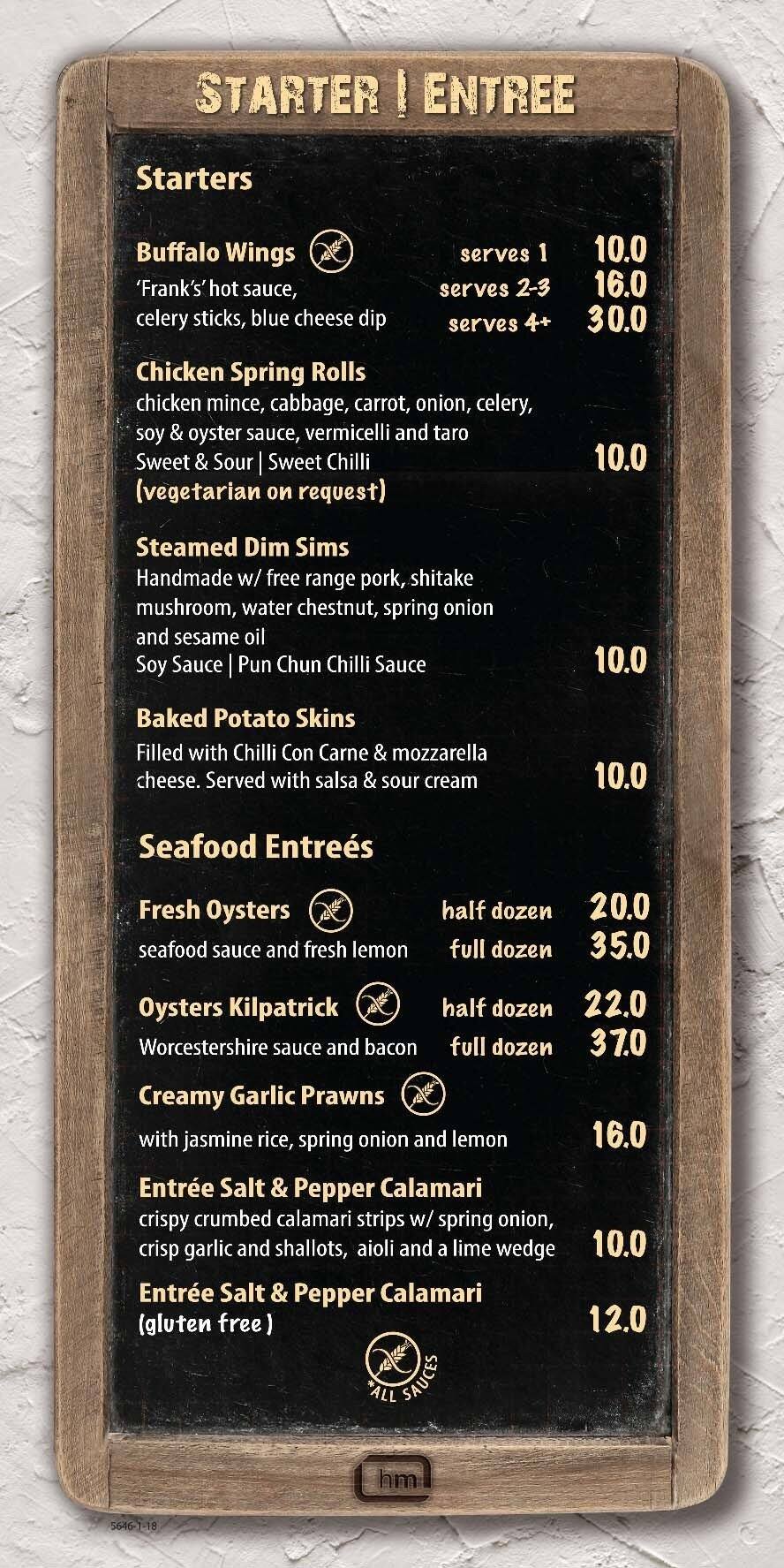 Menu at Hotel Monier pub & bar, Darra, 168/176 Monier Rd