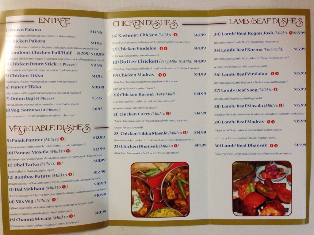 Carta de Curry Point Indian Restaurant, Girrawheen