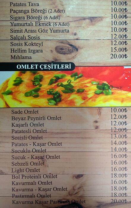 Menu at Can Cafe Kahvalti, Istanbul