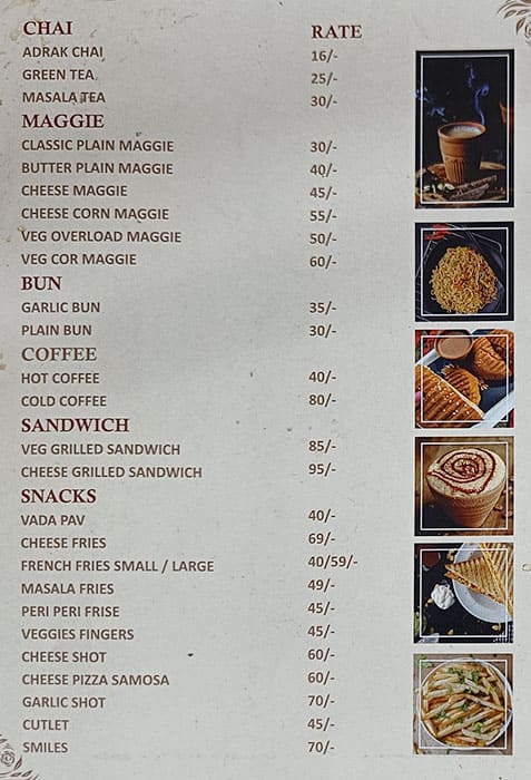 Menu of Theka Chai Ka, Aliganj, Lucknow