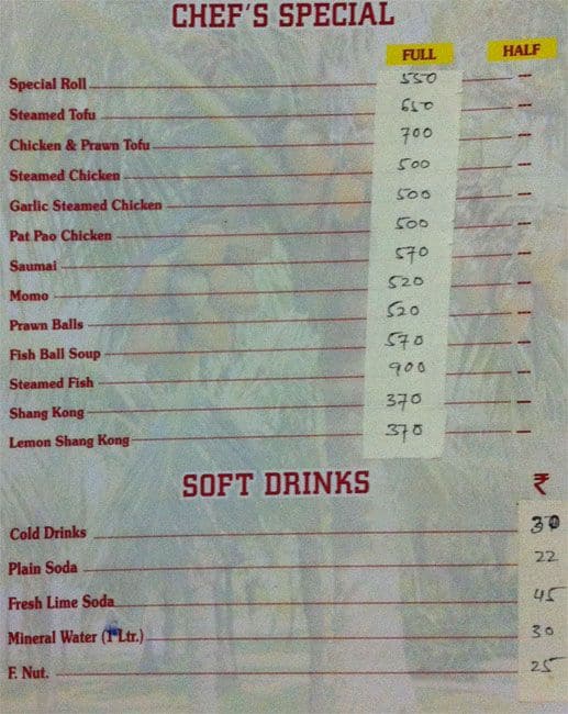 Menu at Kim Fa Restaurant, Kolkata, 41