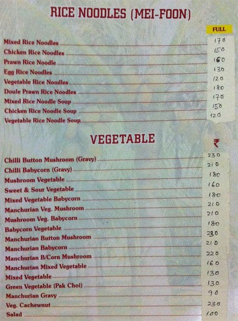 Menu at Kim Fa Restaurant, Kolkata, 41
