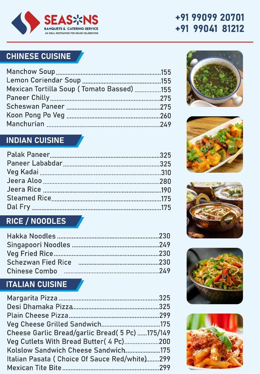Menu at Seasons Restaurant, Surat, 107-108